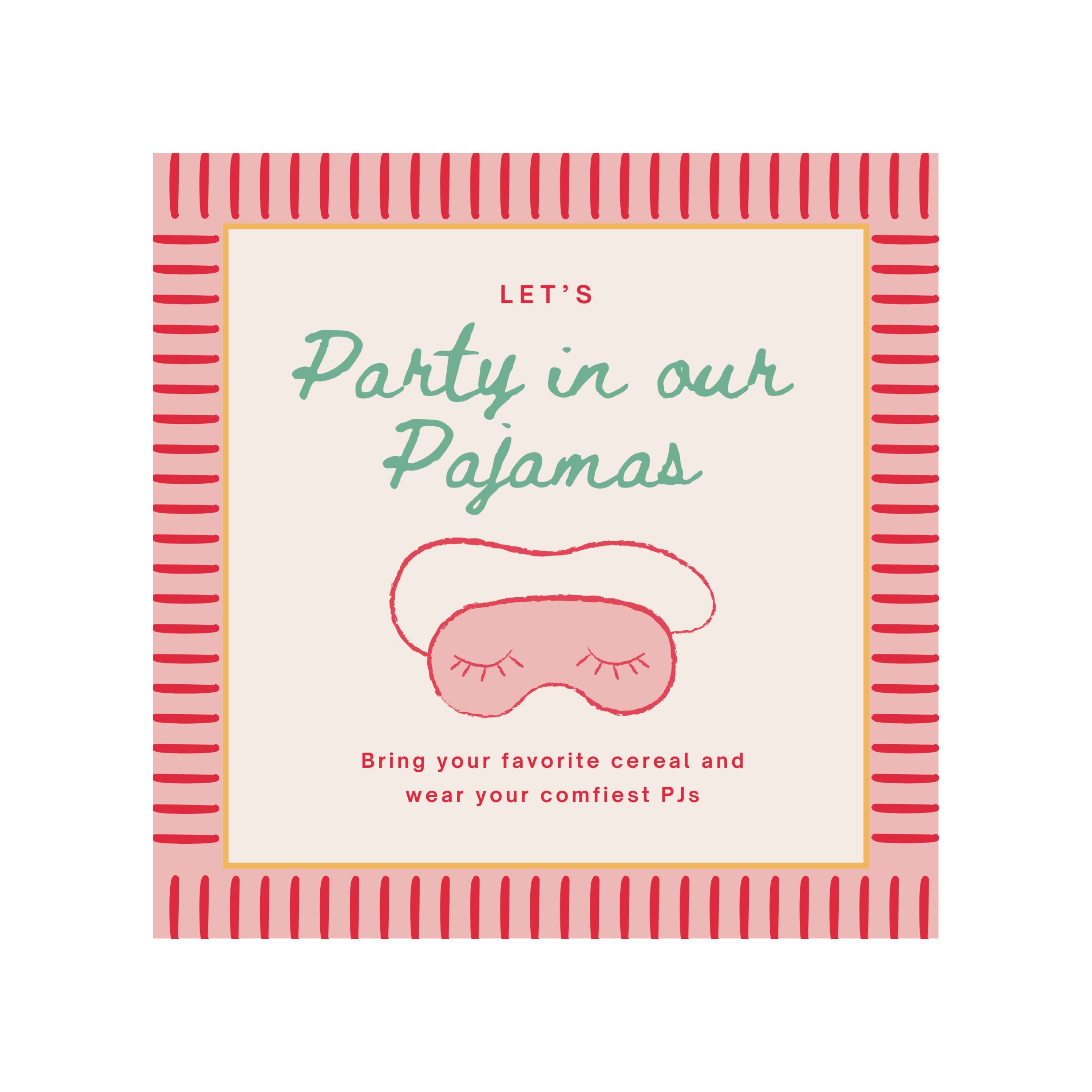 Hand Drawn Pajama Party Invitation Template Bespoke Design Trendy ...