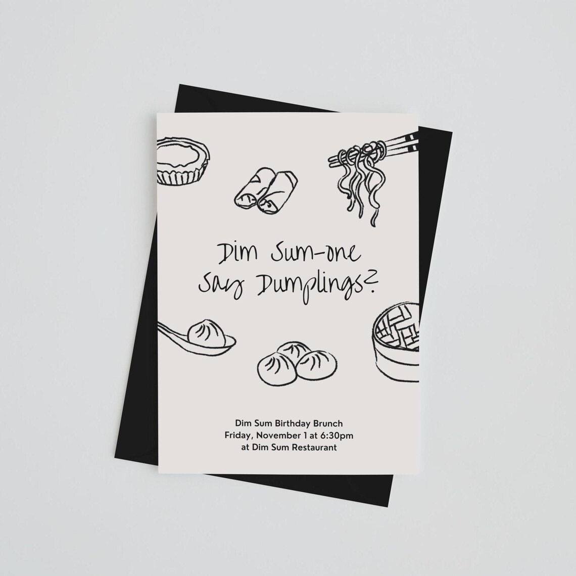 Dim Sum Birthday Party Invitation Template | Hand Drawn Illustrations ...