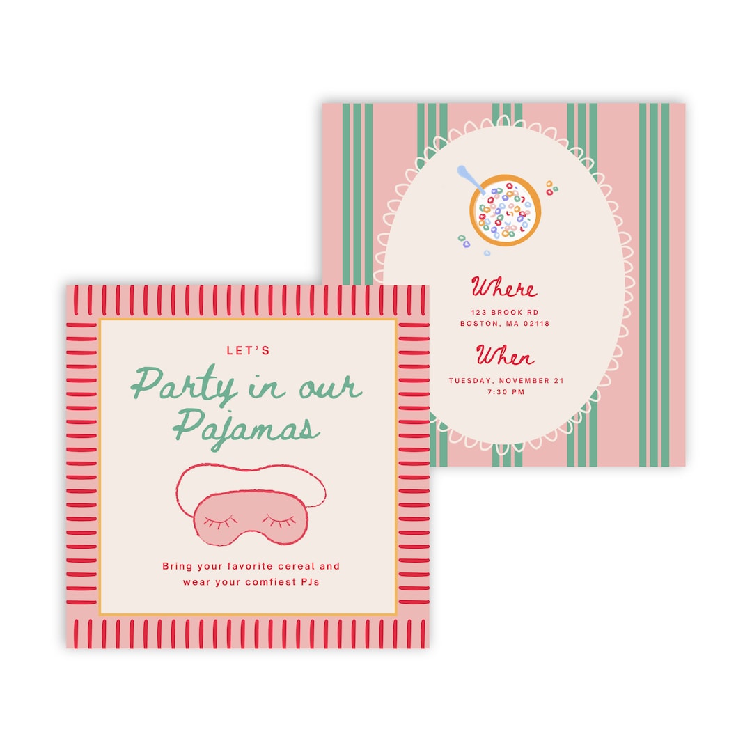 Hand Drawn Pajama Party Invitation Template Bespoke Design - Etsy