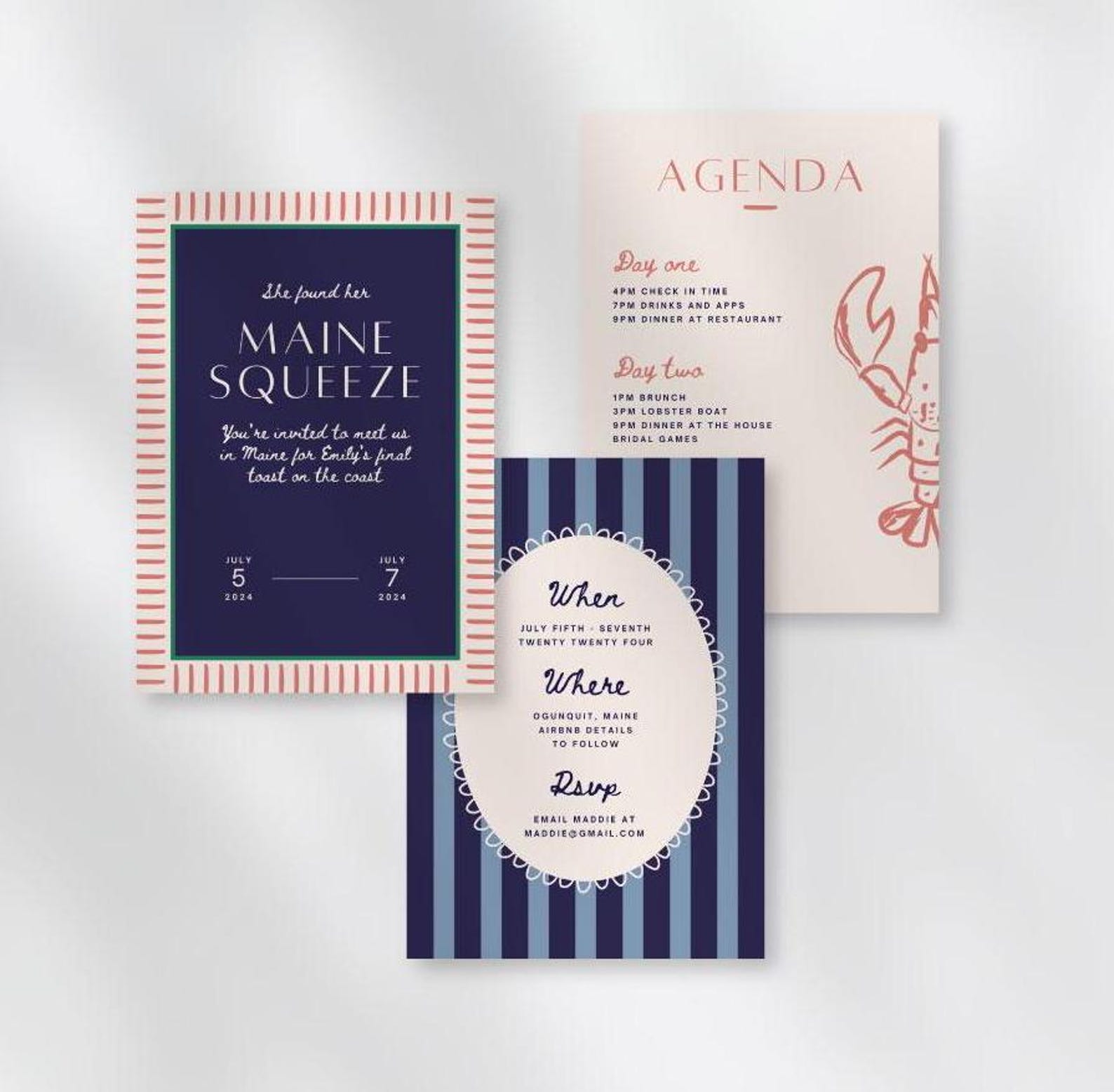 Hand Drawn Nautical Bachelorette Party Invite Template | Maine New ...