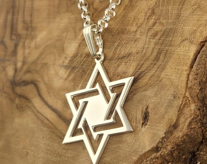 Big David Star Pendant , Star of David Necklace , Handmade Star ...