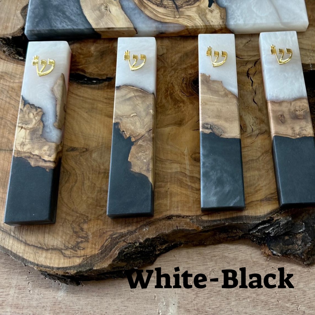 Handmade Olive Wood Mezuzah Case: Epoxy Resin Israeli Judaica Gift - Etsy