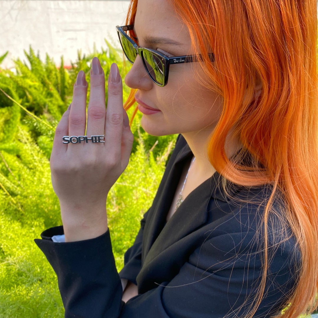 Capital Letters Two Finger Name Ring Name Ring for Woman - Etsy
