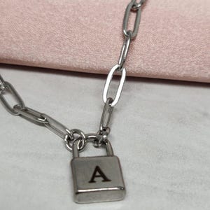 Personalized Padlock Necklace - Custom Initials Lock Pendant - 925 ...
