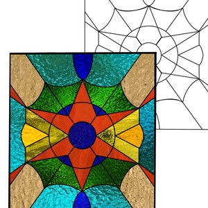Downloadable Stained Glass Star Pattern, Geometric Star Sun Catcher ...