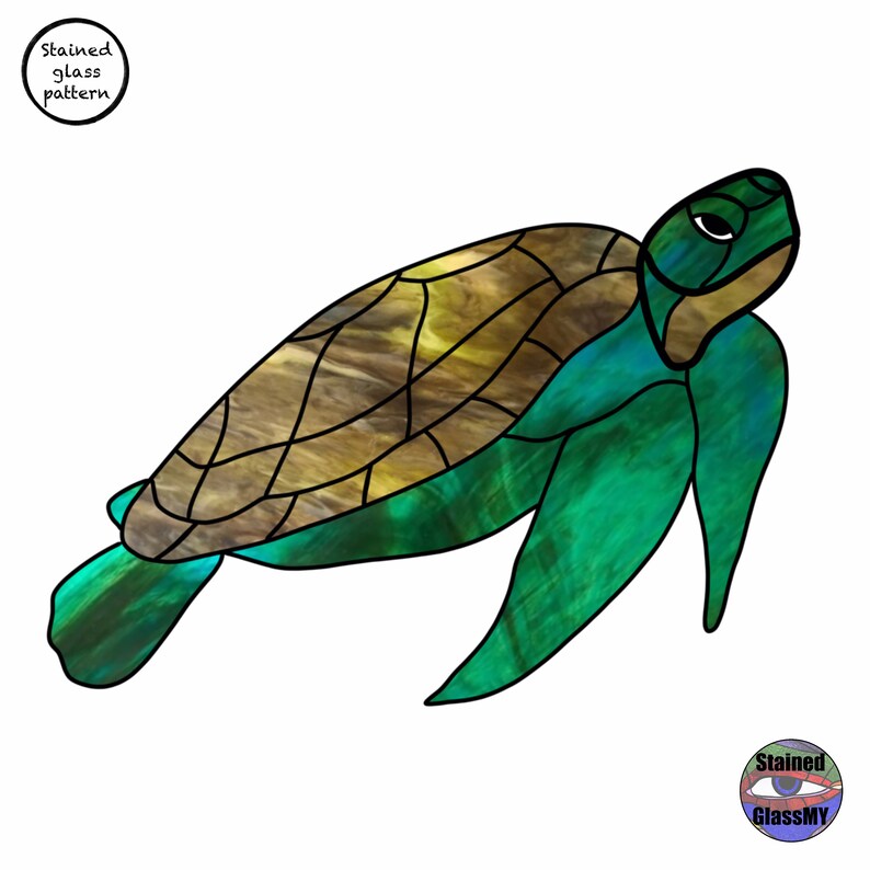 Stained Glass Water Turtle Pattern, Sun Catcher Turtle Panel, Turtle ...
