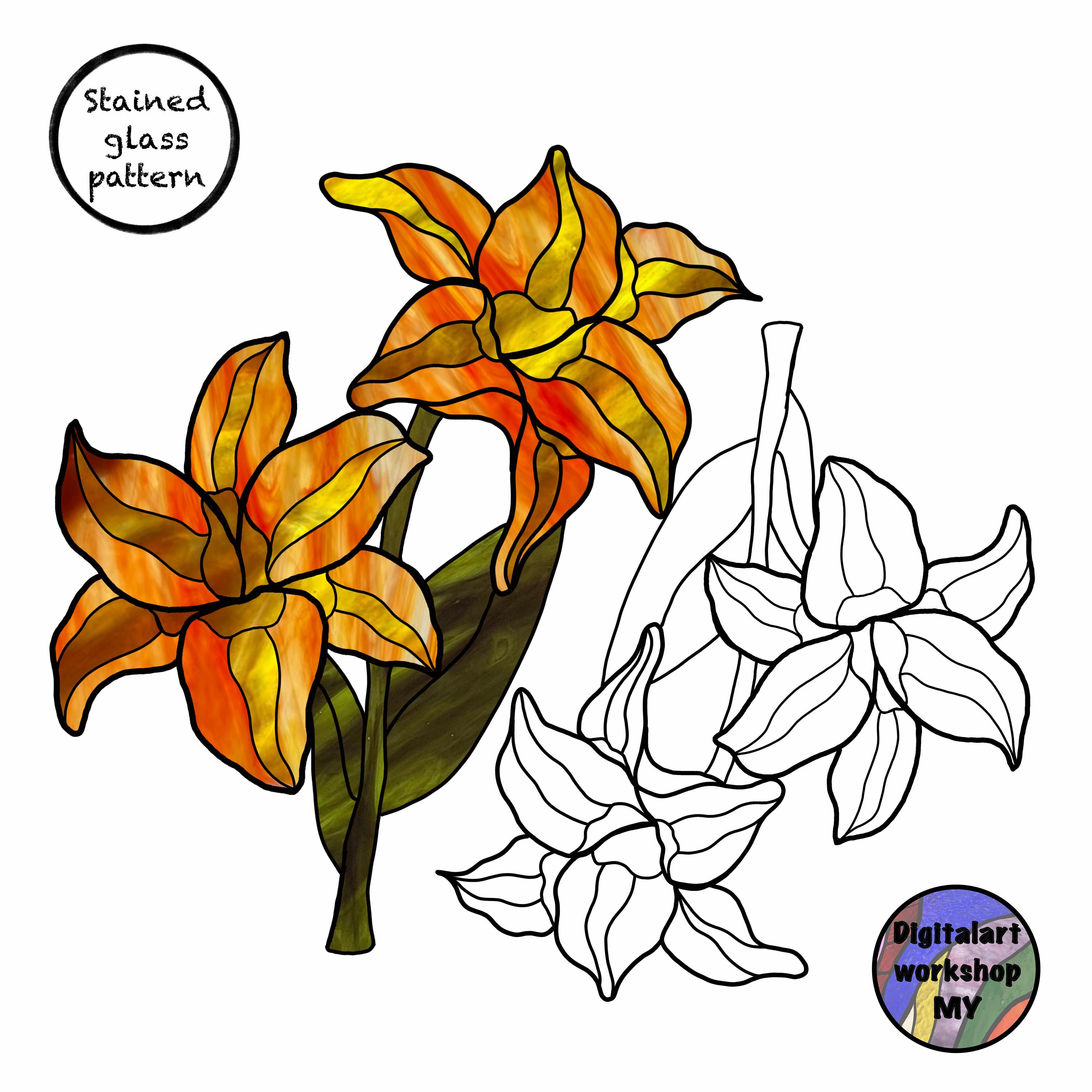 Patterns Stained Glass Sun Catcher Flower Patterns Easy to - Etsy