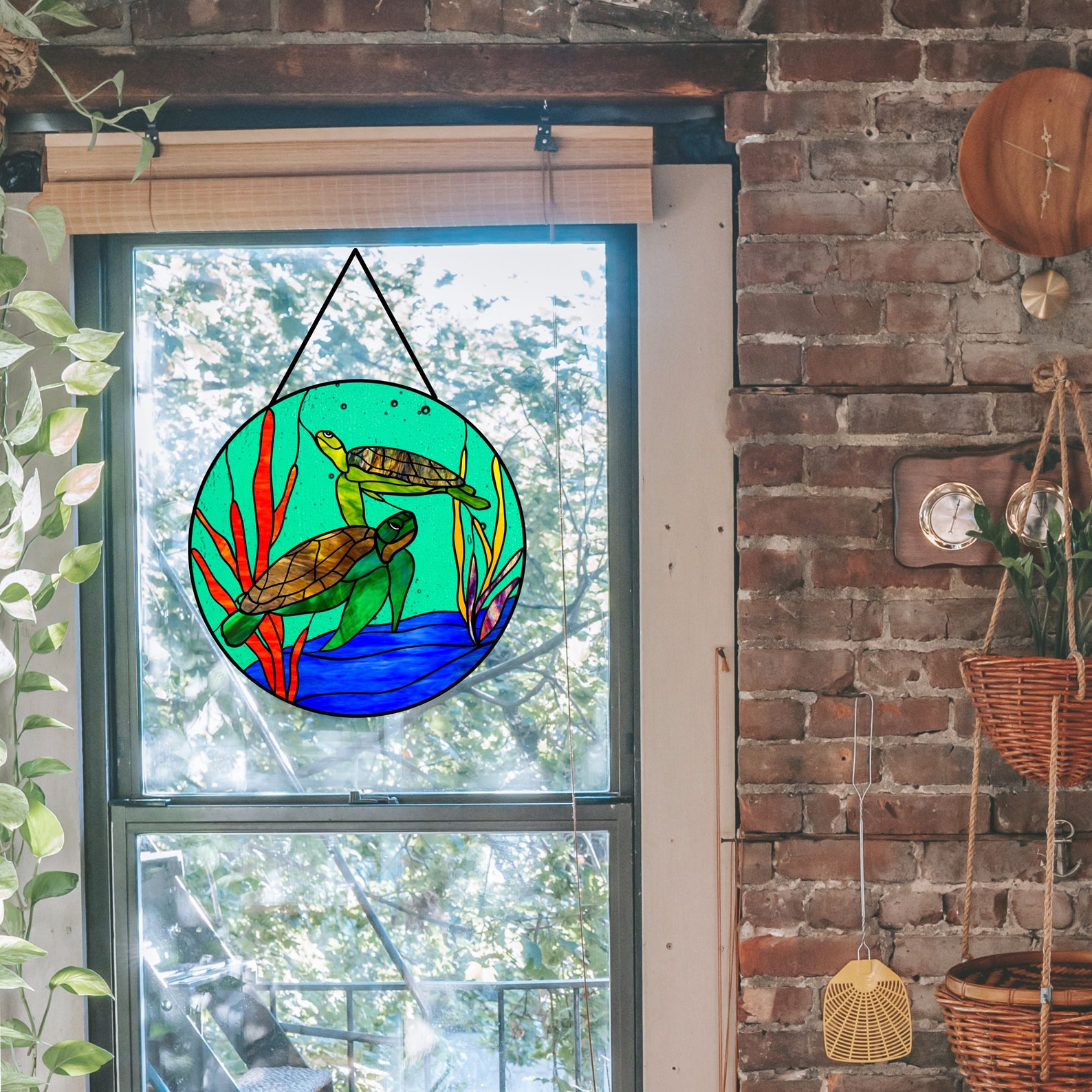 Stained Glass Water Turtle Pattern, Sun Catcher Turtle Panel, Turtle ...