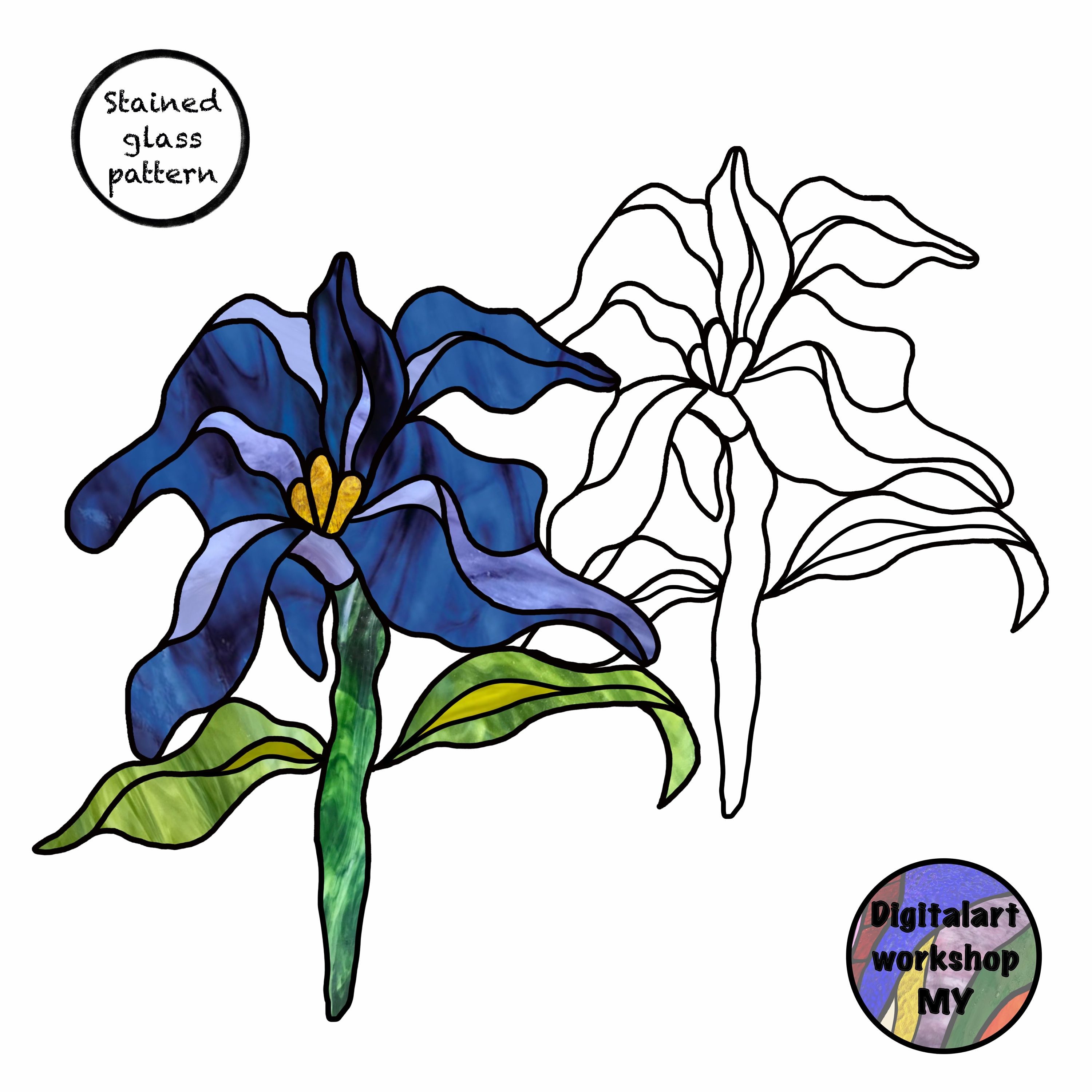 Patterns Stained Glass Sun Catcher Flower Patterns Easy to - Etsy