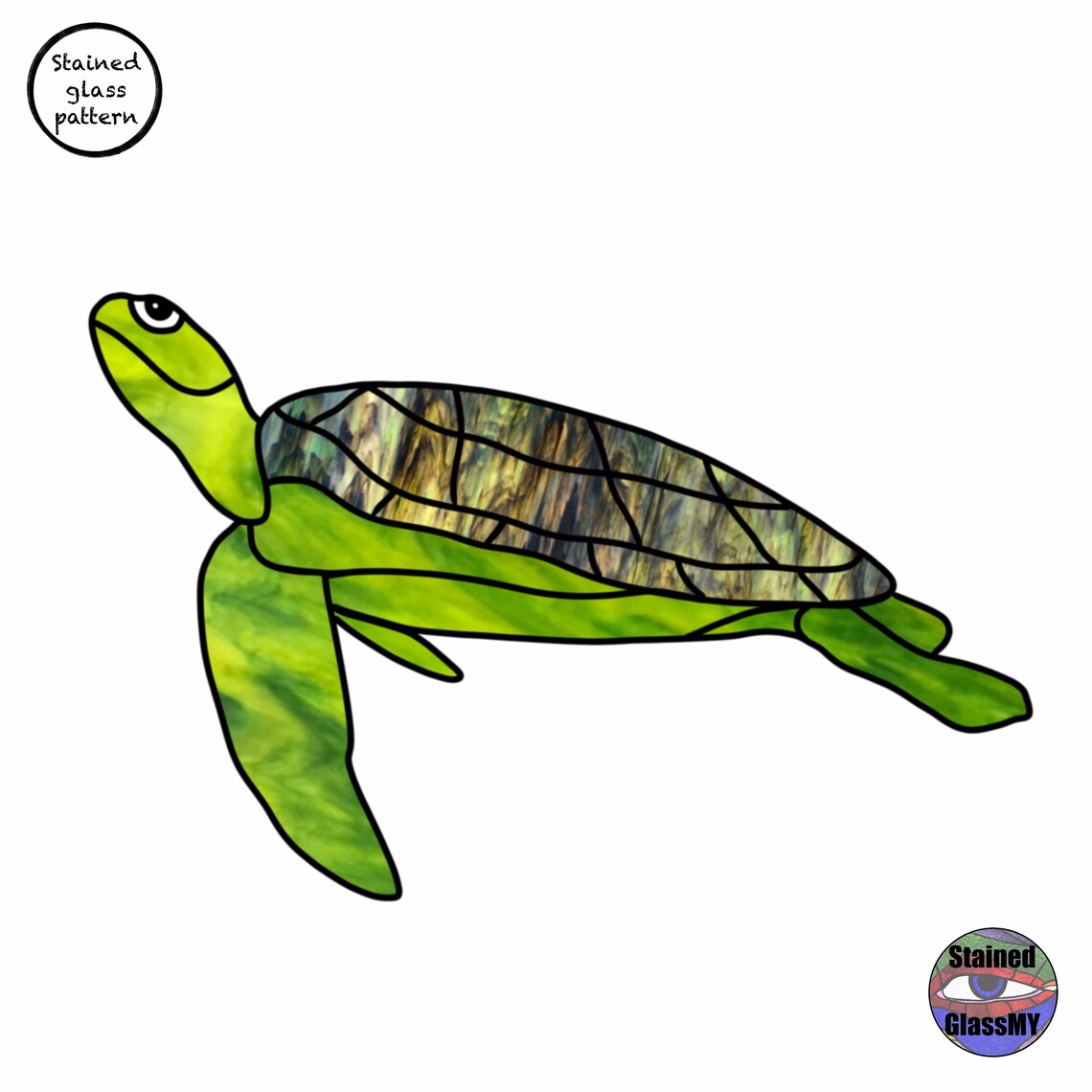 Stained Glass Water Turtle Pattern, Sun Catcher Turtle Panel, Turtle ...