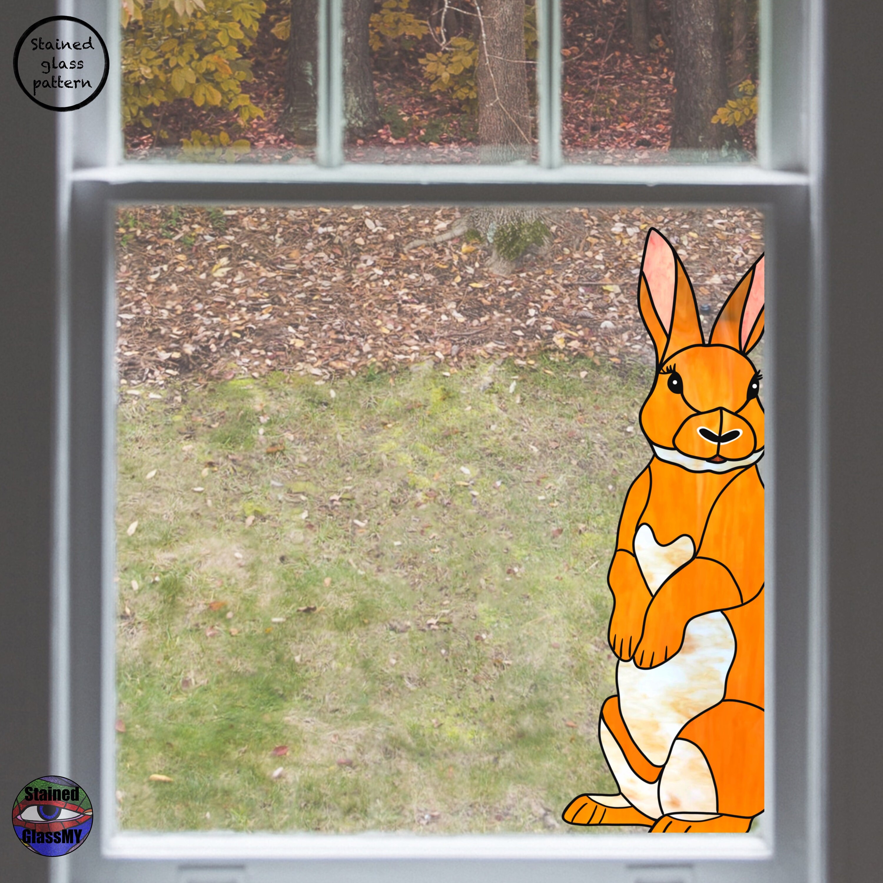 Stained Glass Sun Catcher Rabbit Pattern, Glass Art Rabbit Template ...