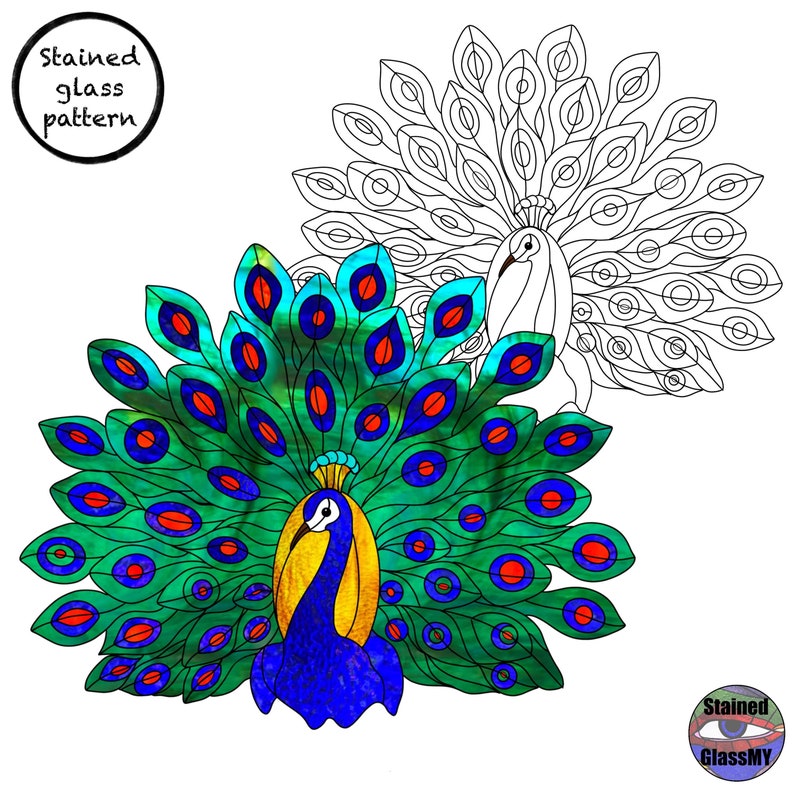 Peacock Stained Glass Pattern, Downloadable Sun Catcher Peacock ...
