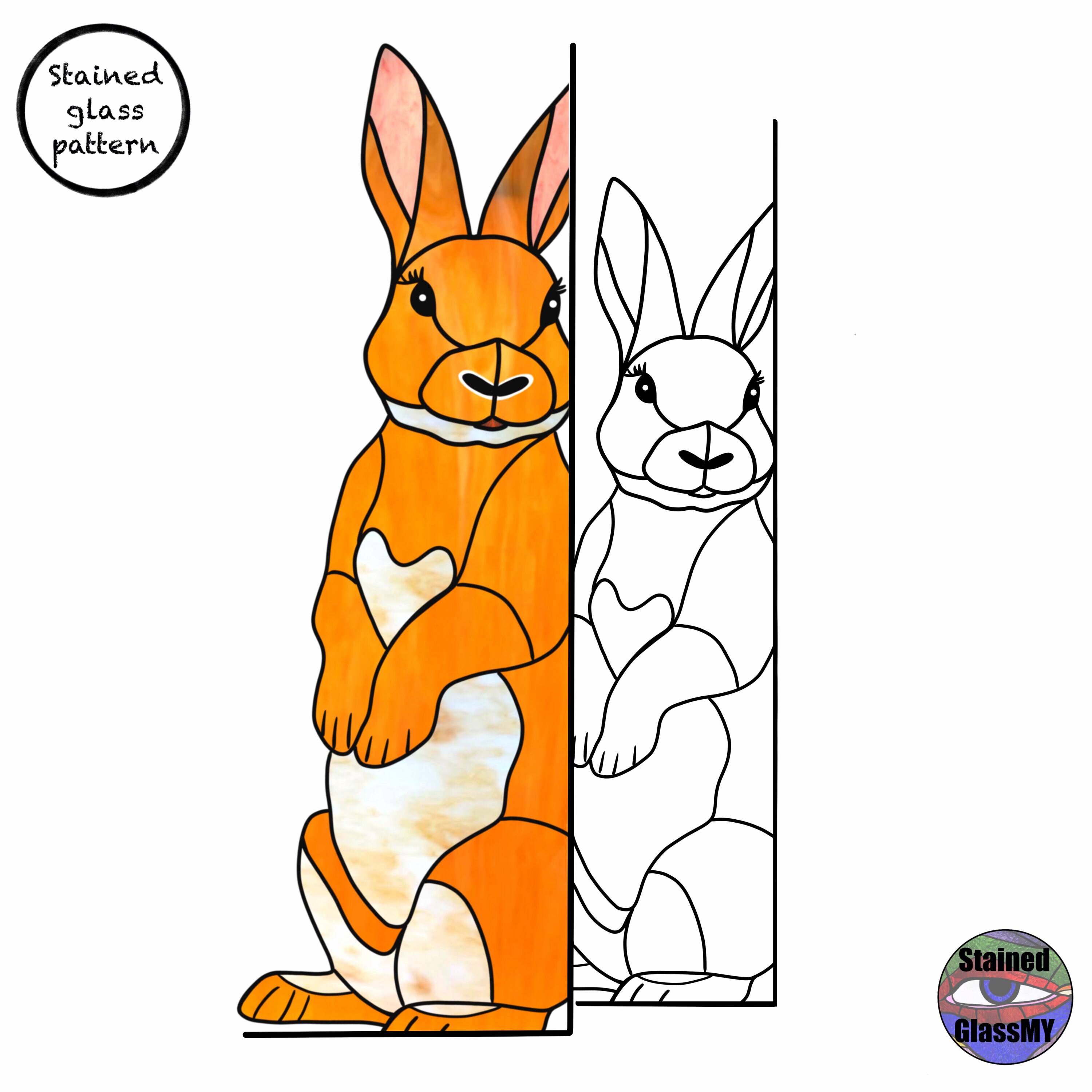 Stained Glass Sun Catcher Rabbit Pattern, Glass Art Rabbit Template ...