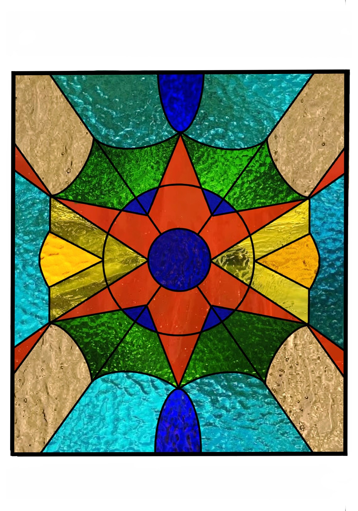 Downloadable Stained Glass Star Pattern, Geometric Star Sun Catcher ...