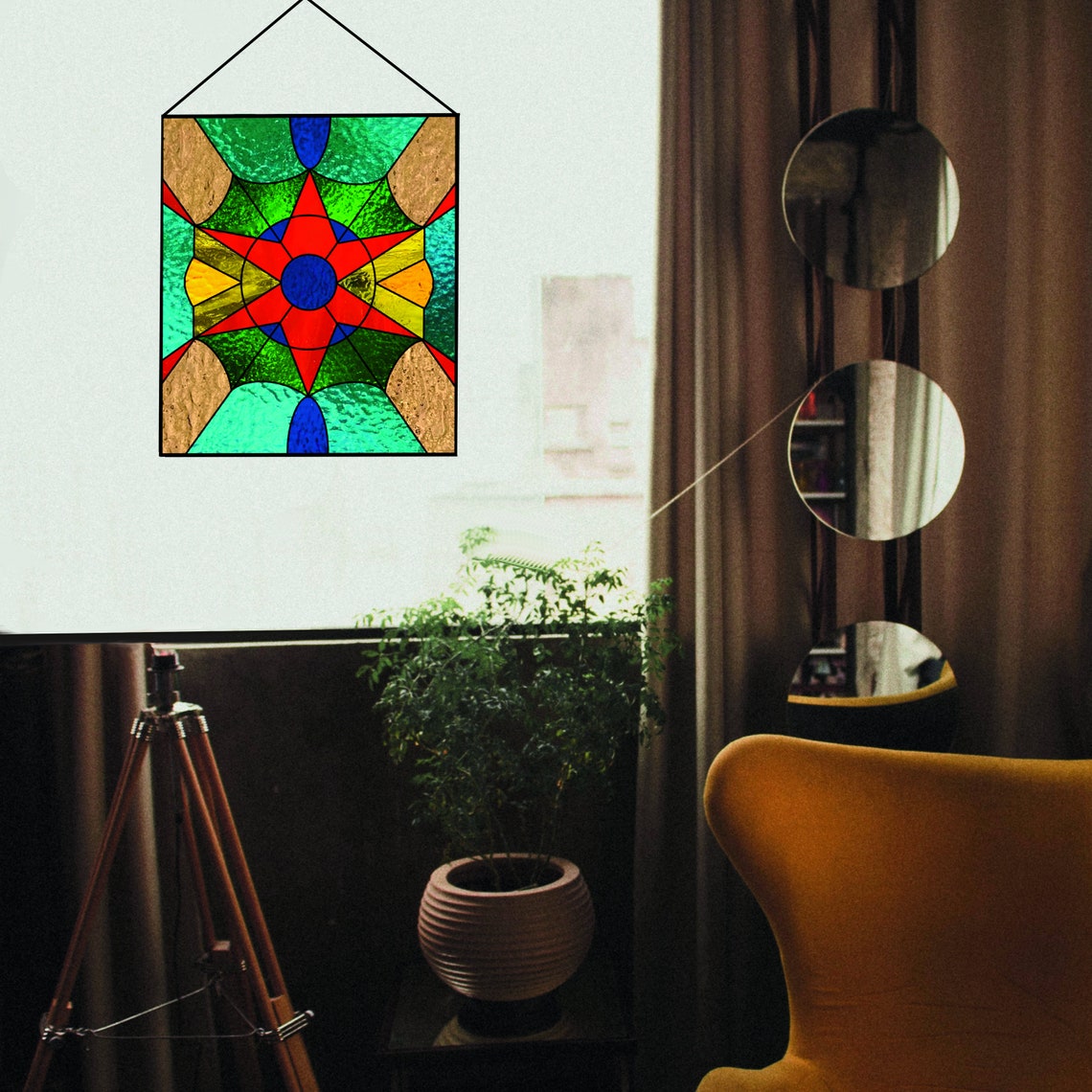 Downloadable Stained Glass Star Pattern, Geometric Star Sun Catcher ...