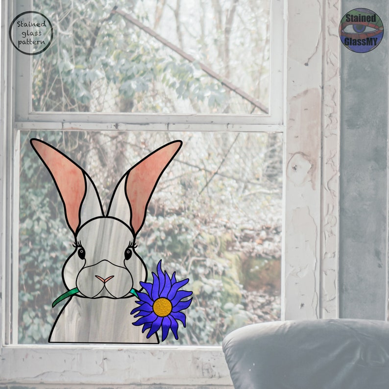 Stained Glass Sun Catcher Rabbit Pattern Glass Art Rabbit - Etsy