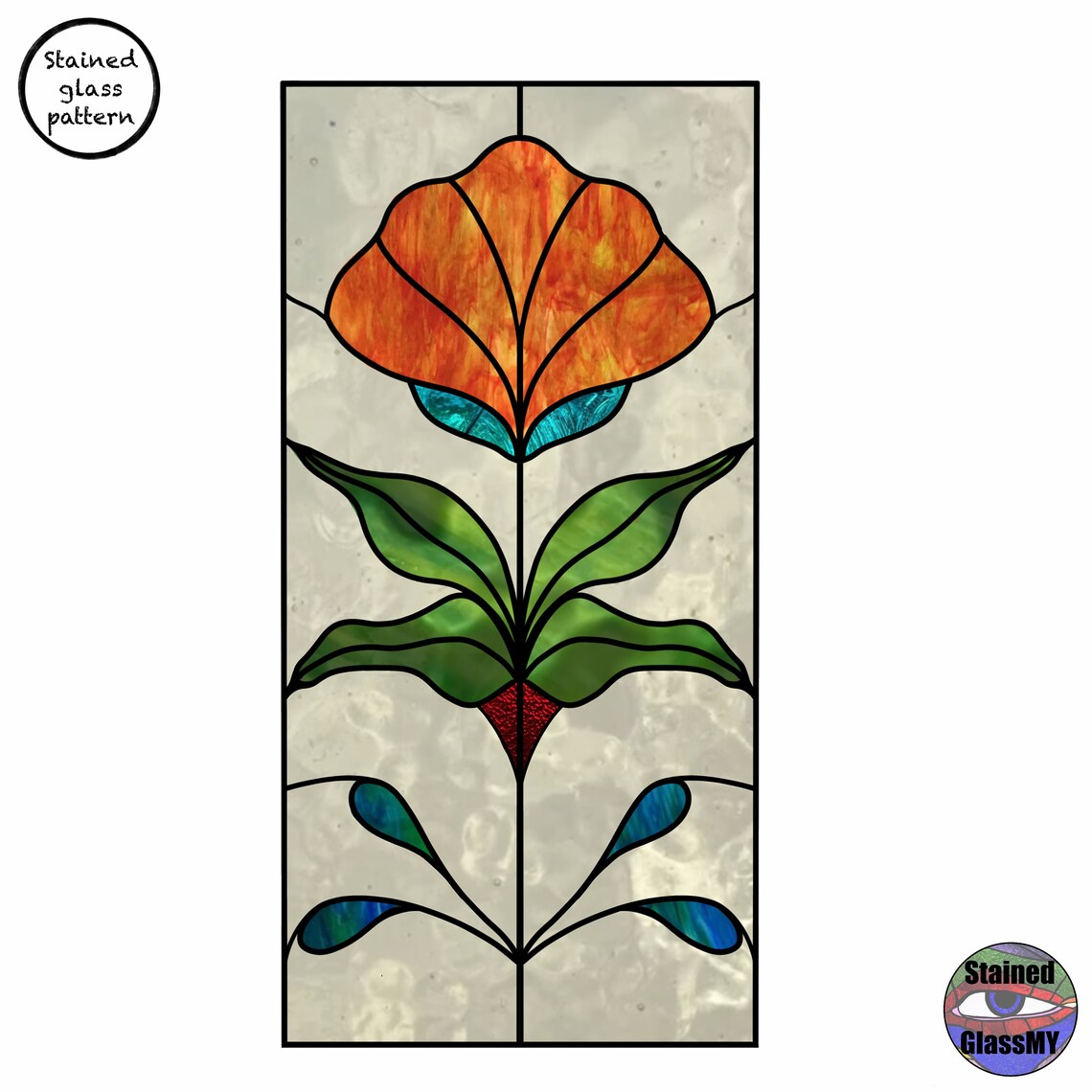 Floral Pattern for Stained Glass, Plant Design for Sun Catcher ...