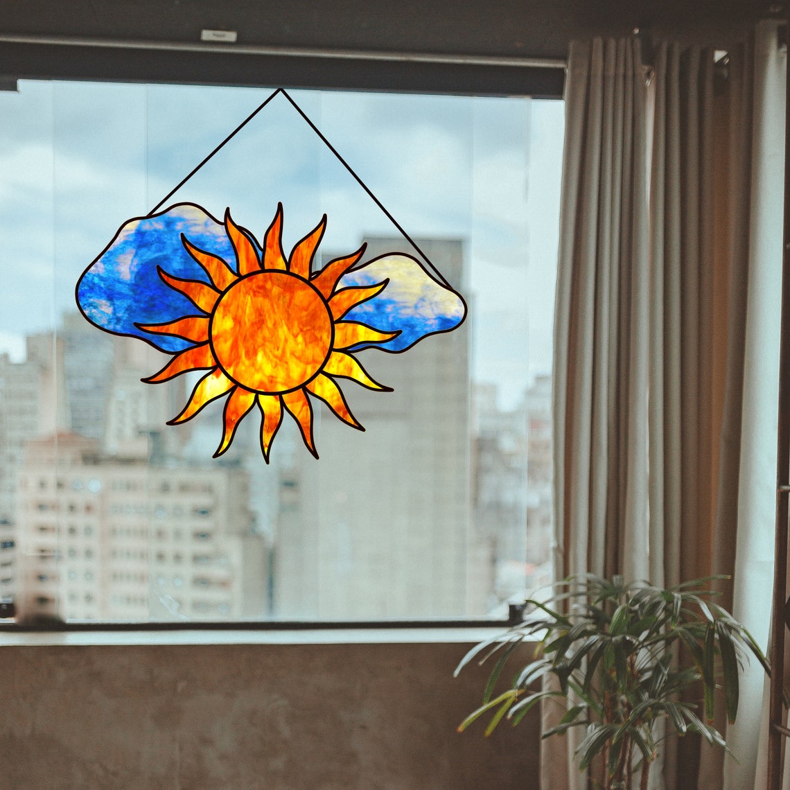 Set Stained Glass Pattern, Sun and Cloud Colored Glass Pattern, Moon ...
