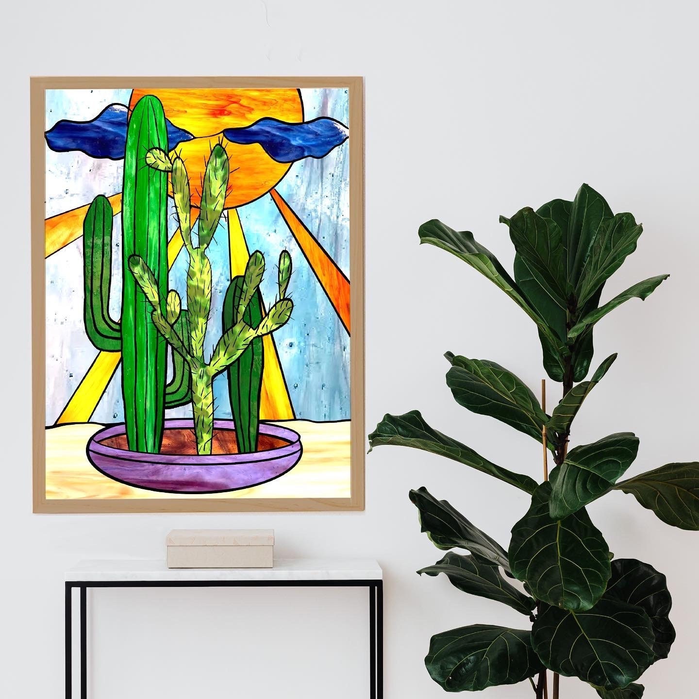Stained Glass Sun Catcher Cactus Pattern Cactus Template for - Etsy