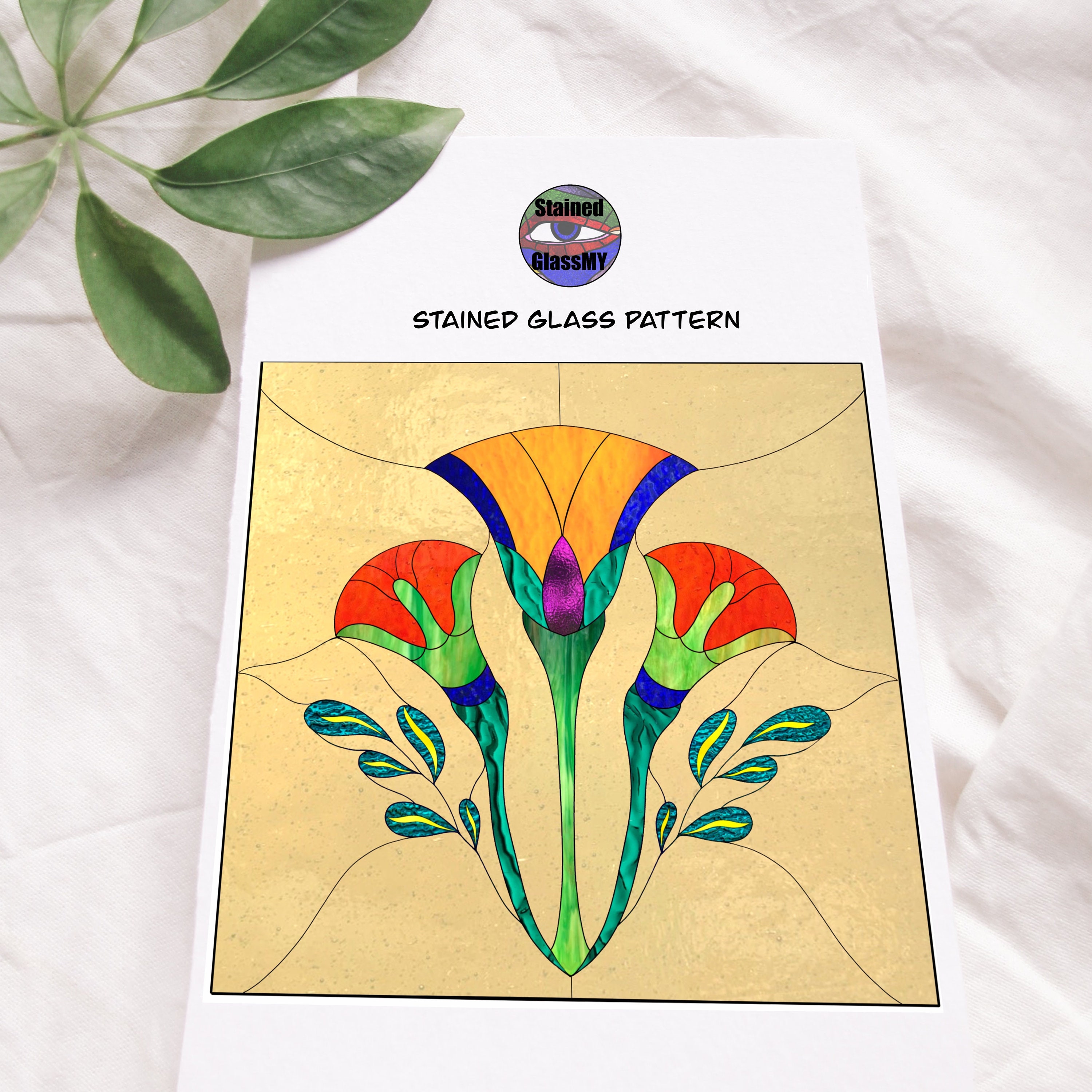 Floral Pattern, Downloadable Plant Template for Stained Glass, Sun ...