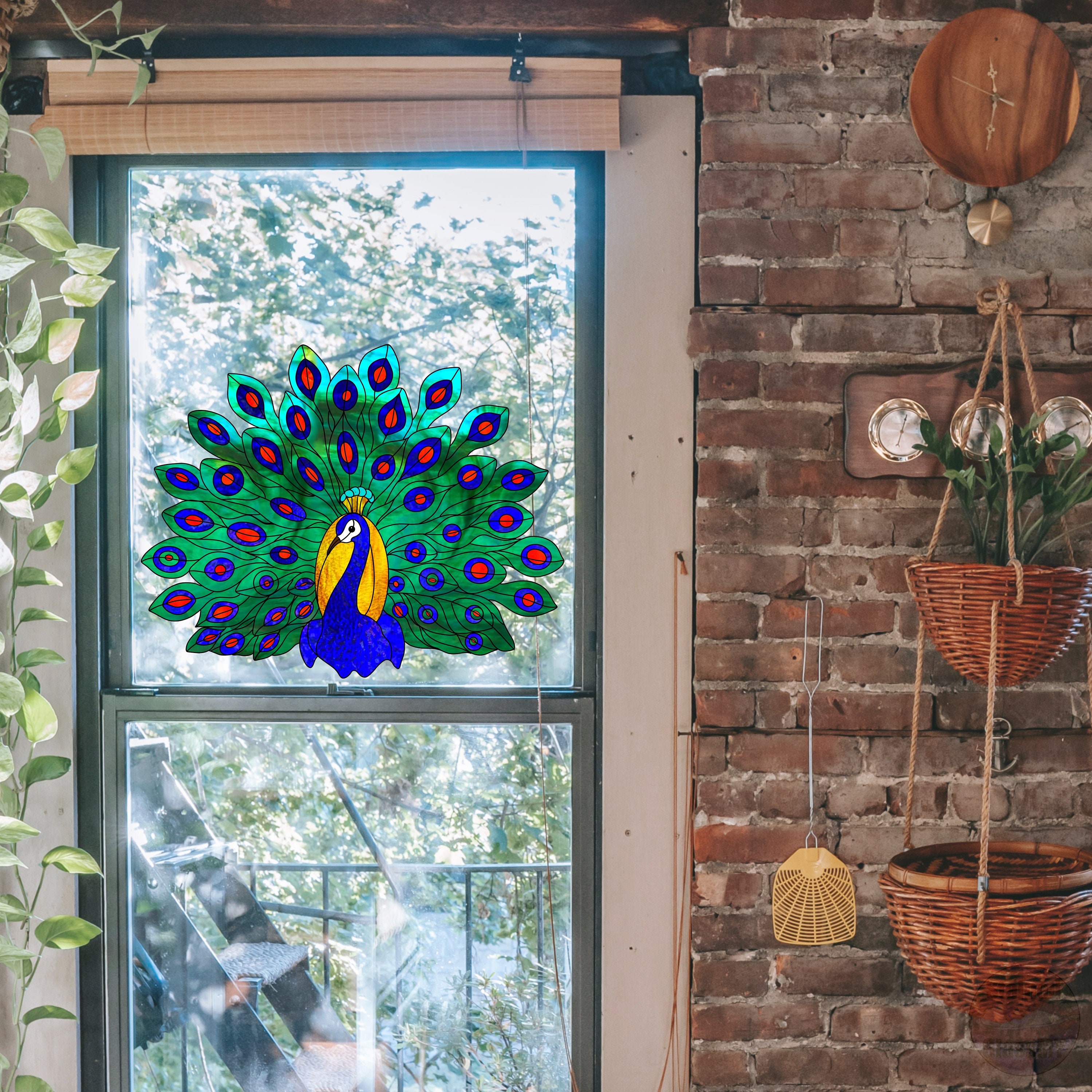 Peacock Stained Glass Pattern, Downloadable Sun Catcher Peacock ...