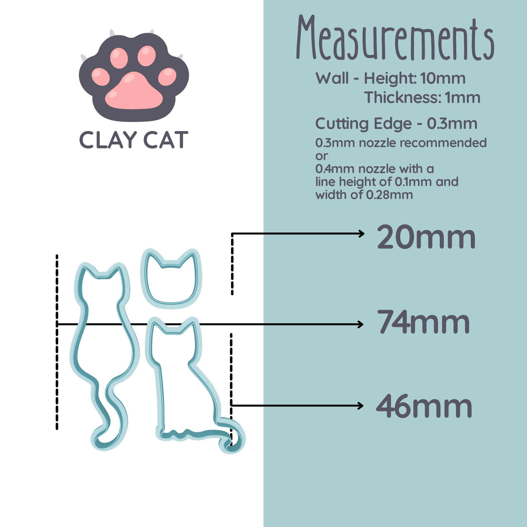Basic Cat Combo Set | Basic Cat Cutters | Cat Keychain Cutters ...