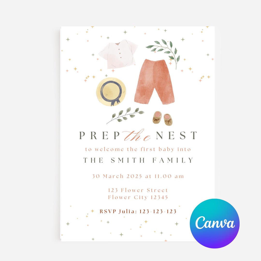 Editable Cute Nesting Party Invitation Digital Baby Shower Invite ...
