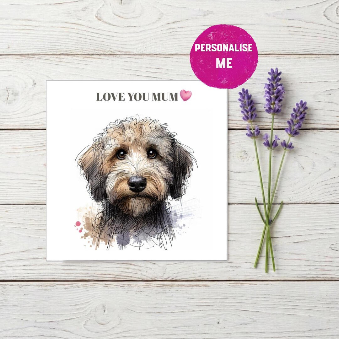 Labradoodle Printable Card | Personalised Mothers Day Greeting ...