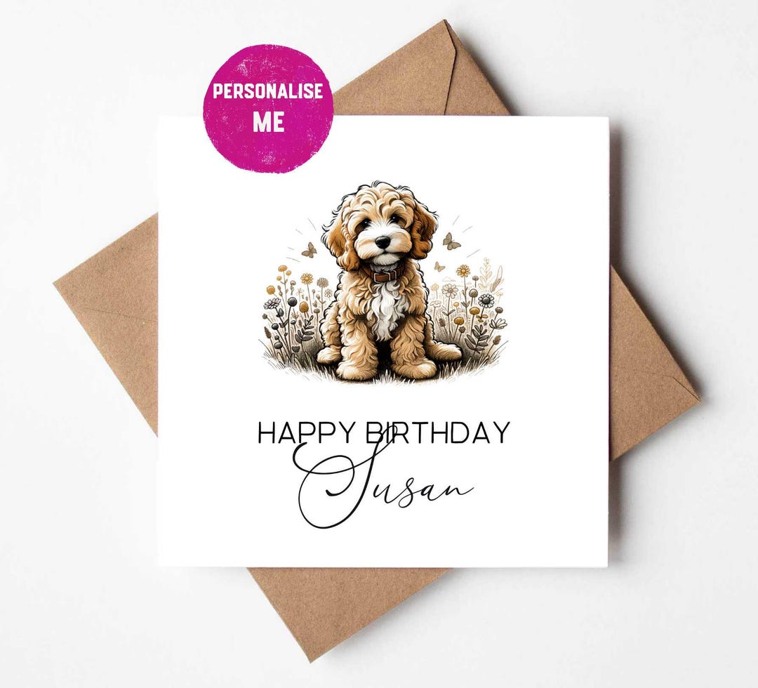 Cockapoo Birthday Card | Custom Dog Card | Personalised Greetings - Etsy