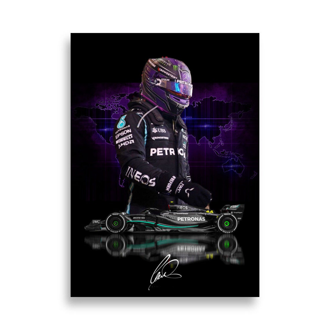 Lewis Hamilton Mercedes Formula 1 W14 Poster - F1 Racing Wall Art Print ...