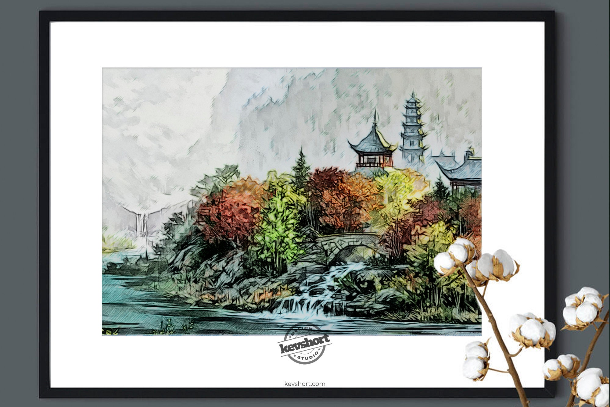 Abstract Asian Architecture Landscape Wall Art Digital Download, Asian ...