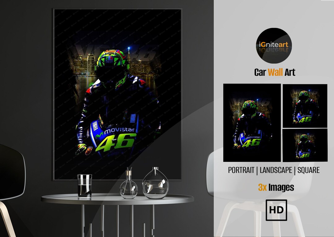 Valentino Rossi Poster, Motogp Wall Art, Digital Wall Art, 3 Versions ...