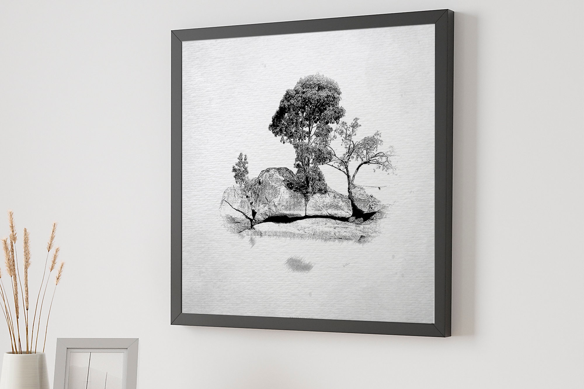 Paradise Island Pencil Drawing Tropical Beach Art Coastal - Etsy