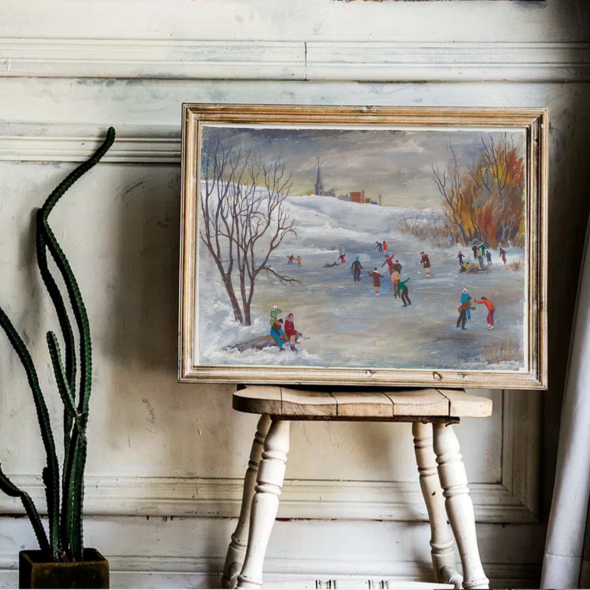 Vintage Watercolor Print of Swimming Hole in January by Eva Peterson ...