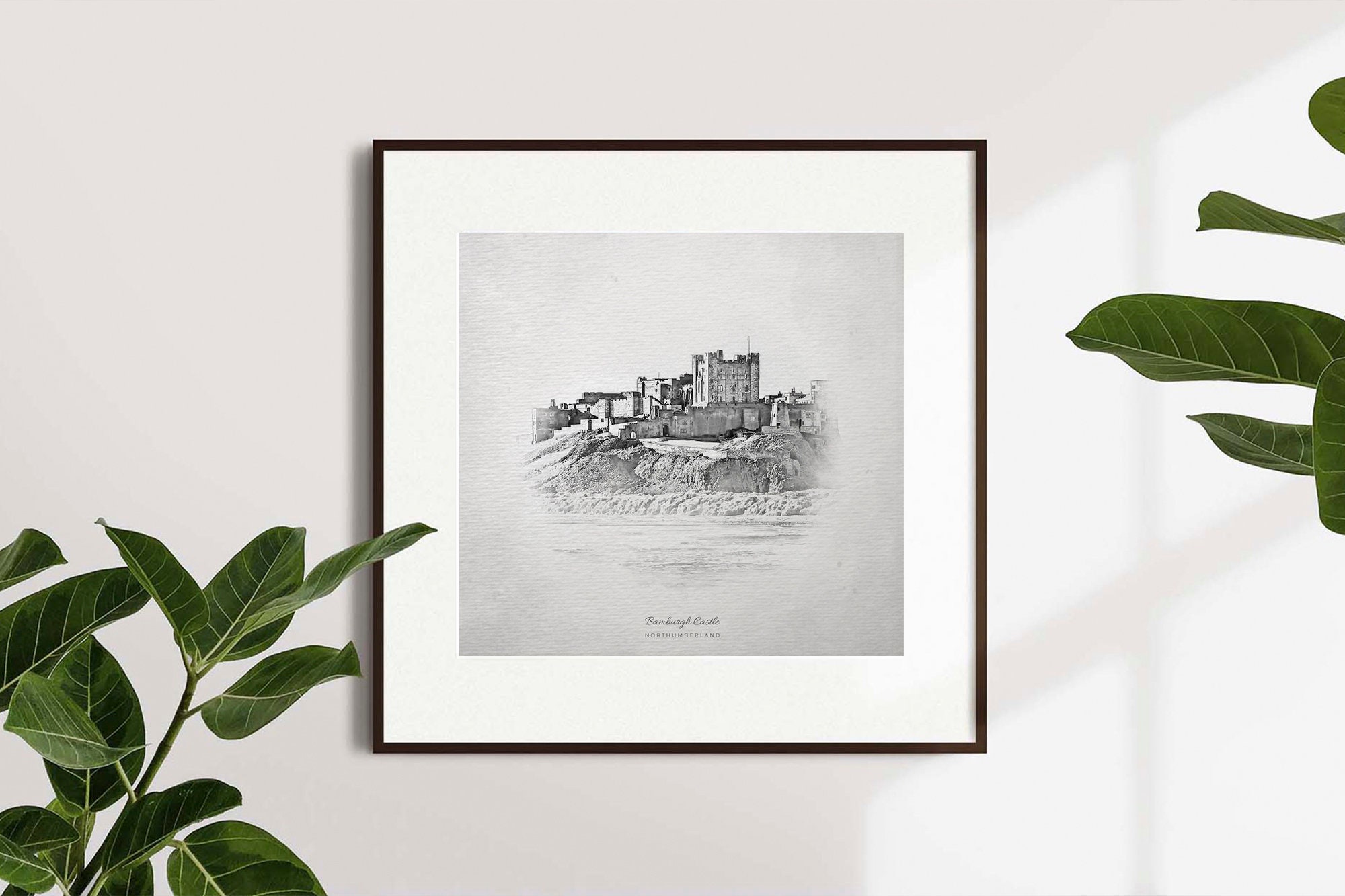 Pencil Drawing of Bamburgh Castle in Beautiful Northumberland, Digital ...