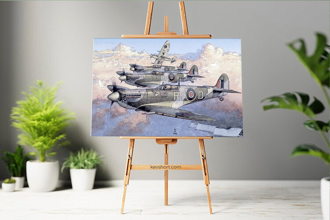 Spitfire Wall Art Print, Spitfire Canvas Painting, Aviation Art ...