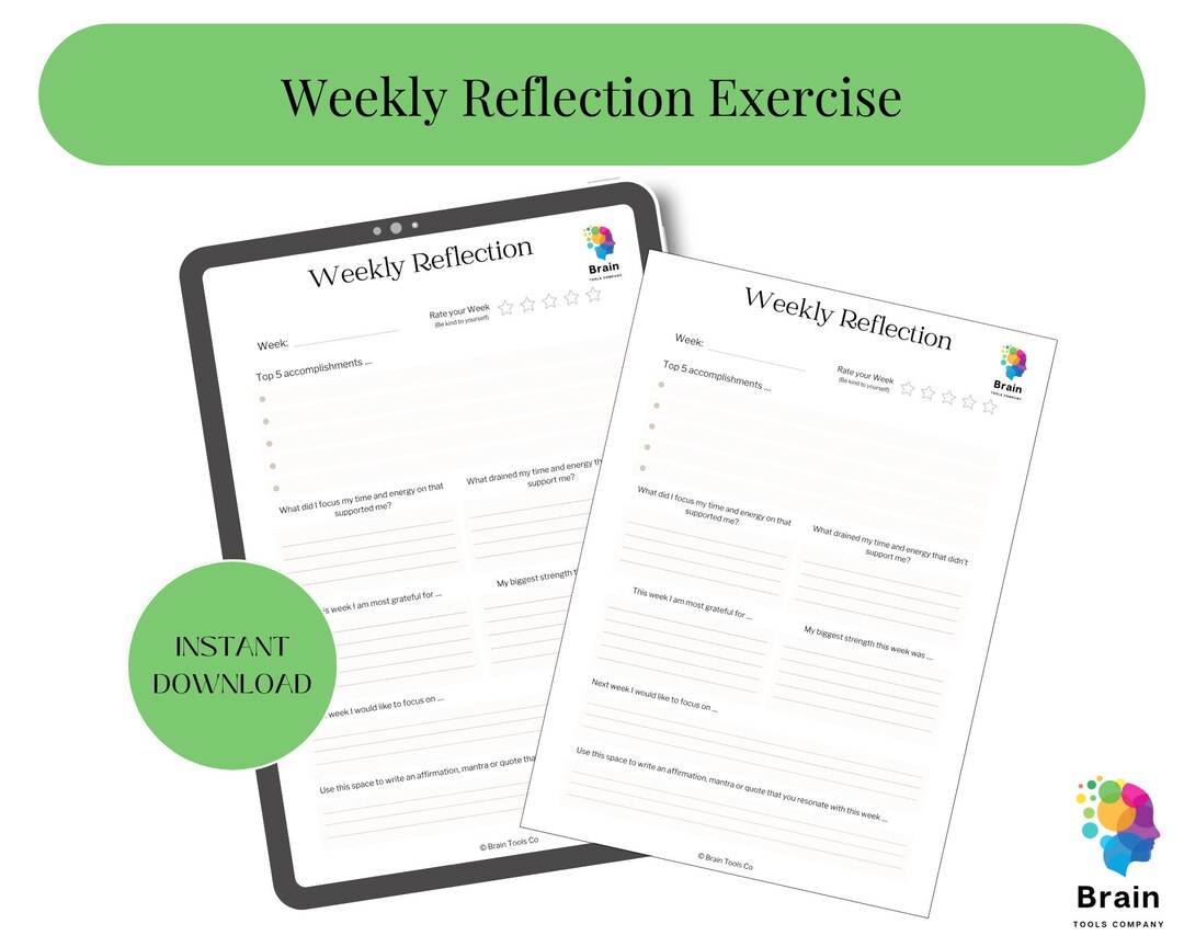 Weekly Reflection, Journal, Planner Template, Coaching Tool, Tracker ...