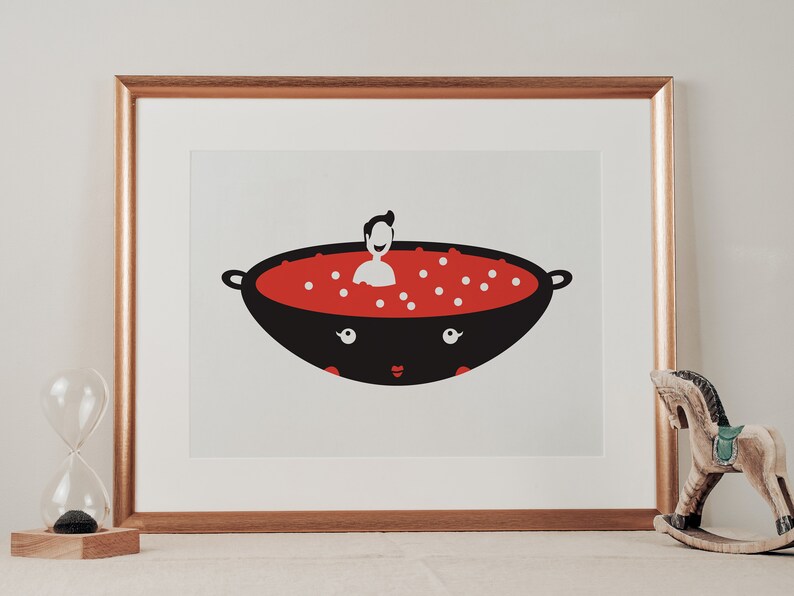 LOVE PAN Boil Digital Poster Vector Art Home Decor Wall Hangings ...