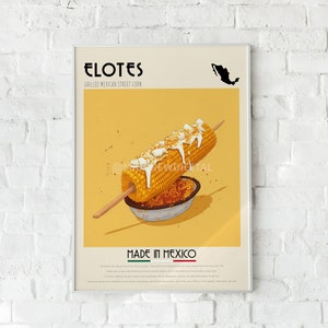 Elotes Poster, Mexican Street Food Print, Mexico Food, Kitchen Print ...