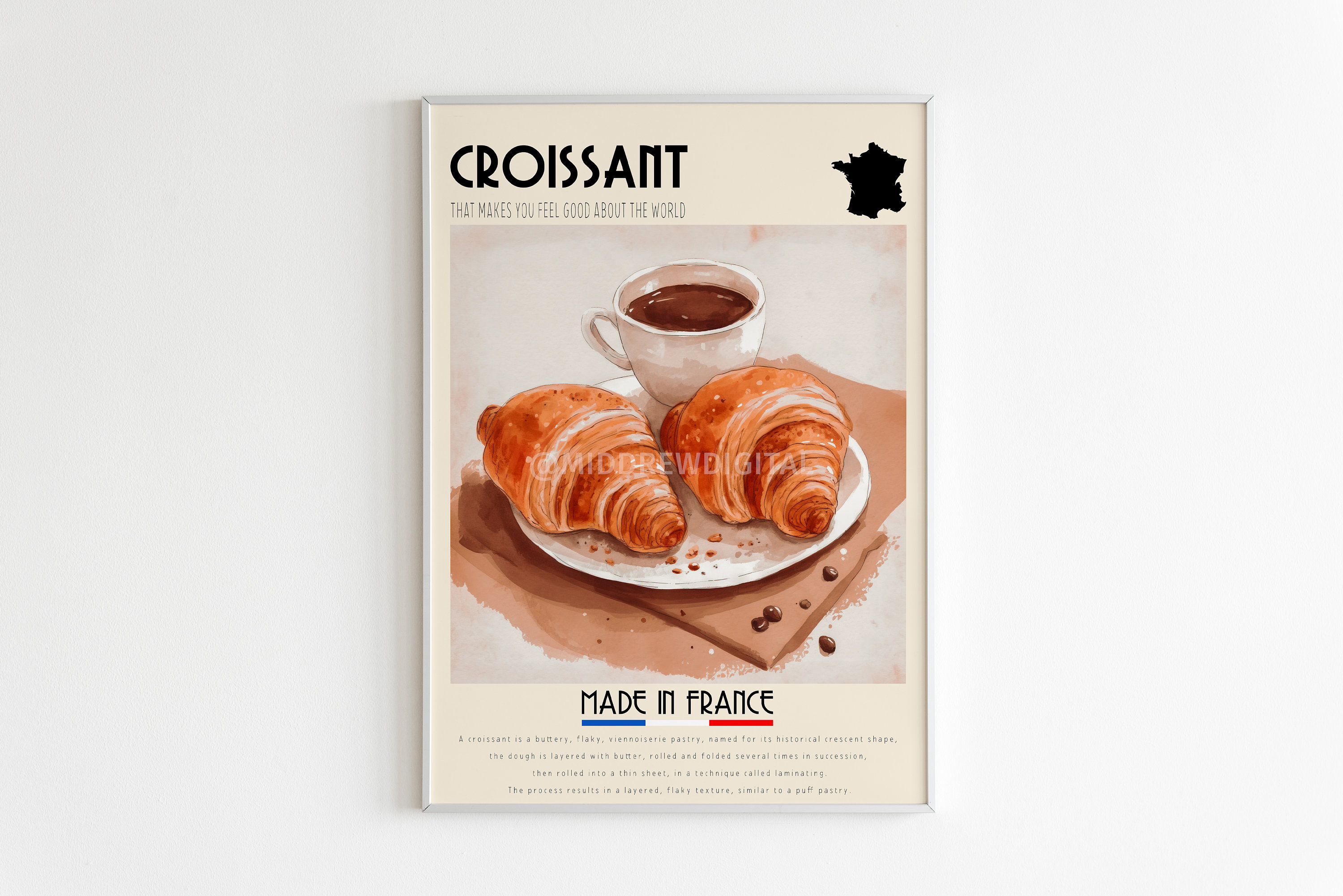 Croissant Poster French Food Poster Cafe Print Retro - Etsy Australia