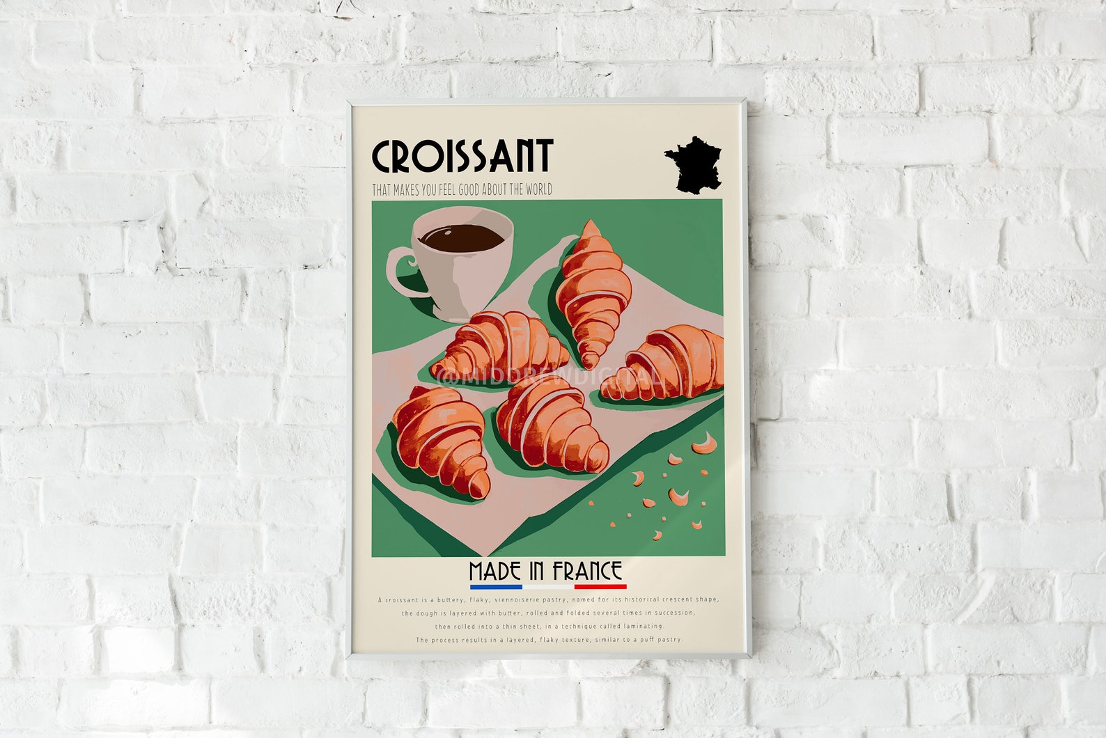 Croissant Poster French Food Poster Cafe Print Retro - Etsy