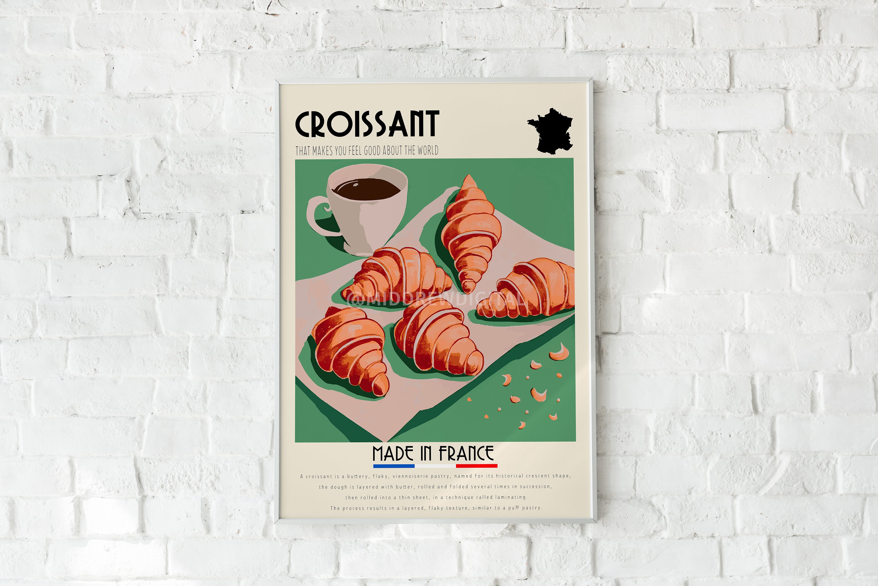 Croissant Poster French Food Poster Cafe Print Retro - Etsy