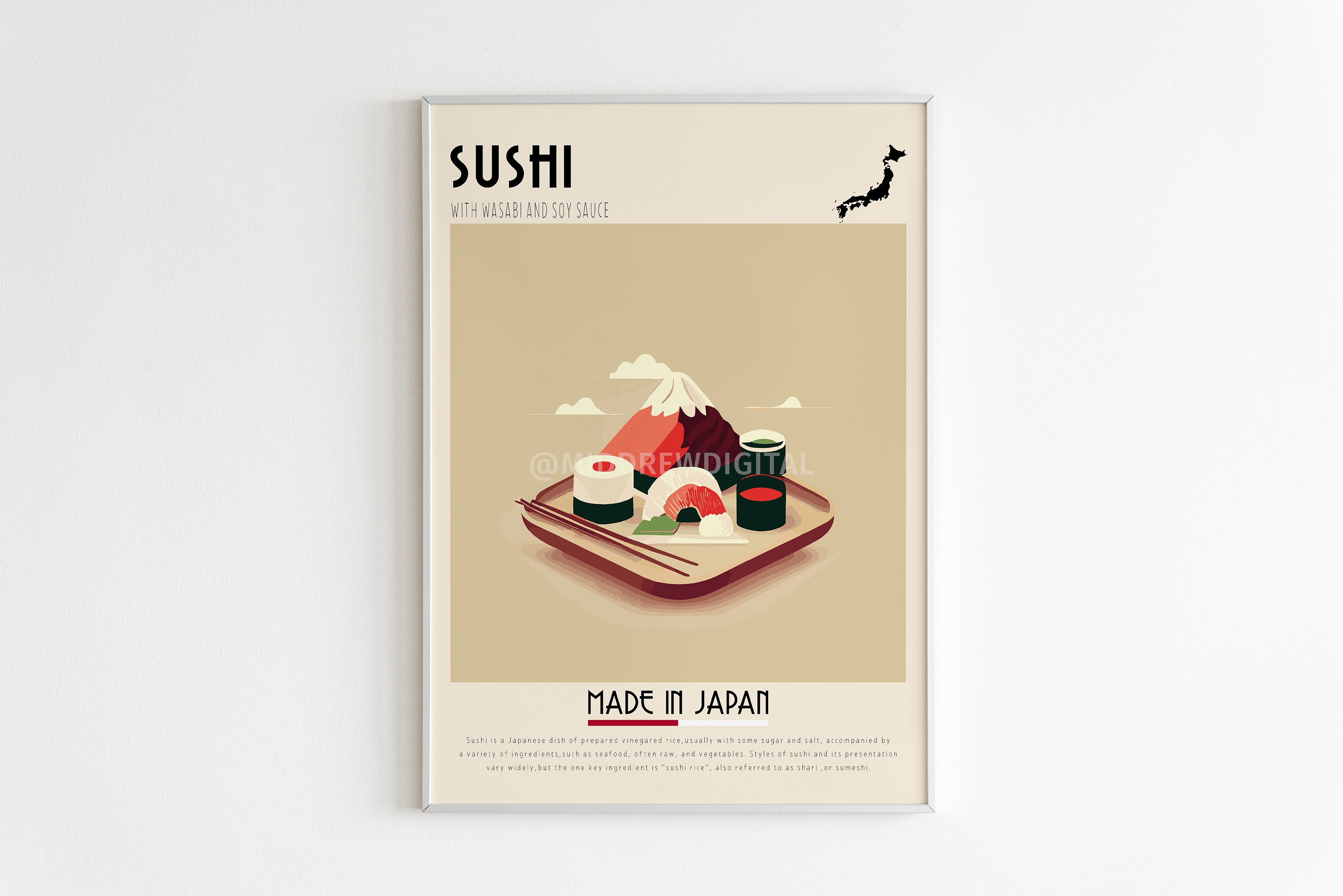 Set of 4 Japanese Food Poster Kitchen Wall Set Sushi Print - Etsy