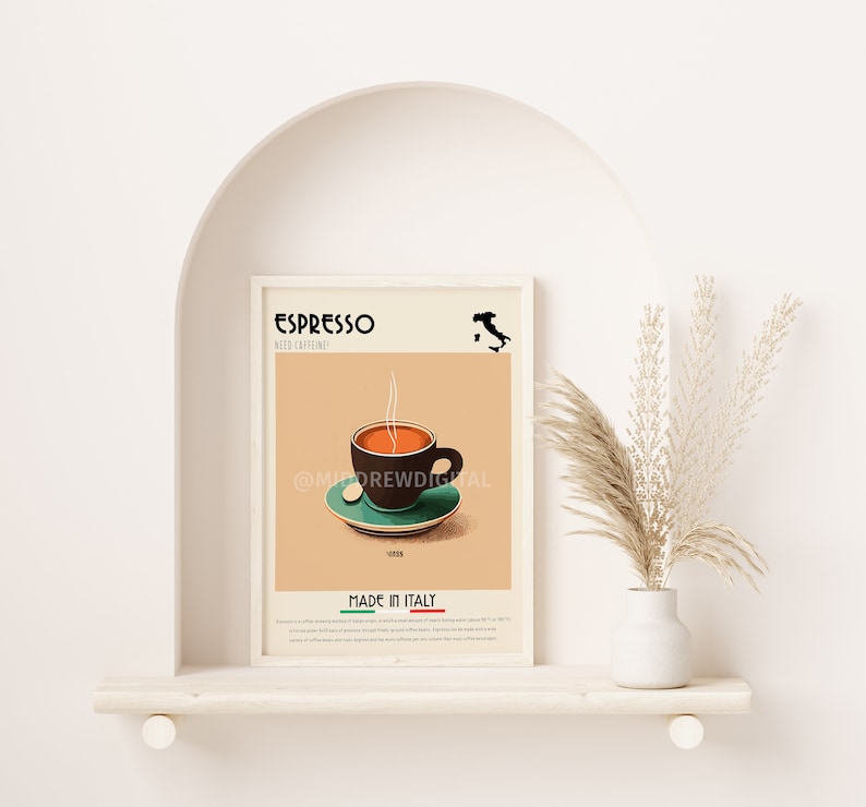 Espresso Poster Coffee Print Italian Coffee Retro Poster - Etsy