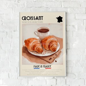Croissant Poster, French Food Poster, Cafe Print, Retro, Vintage Print ...