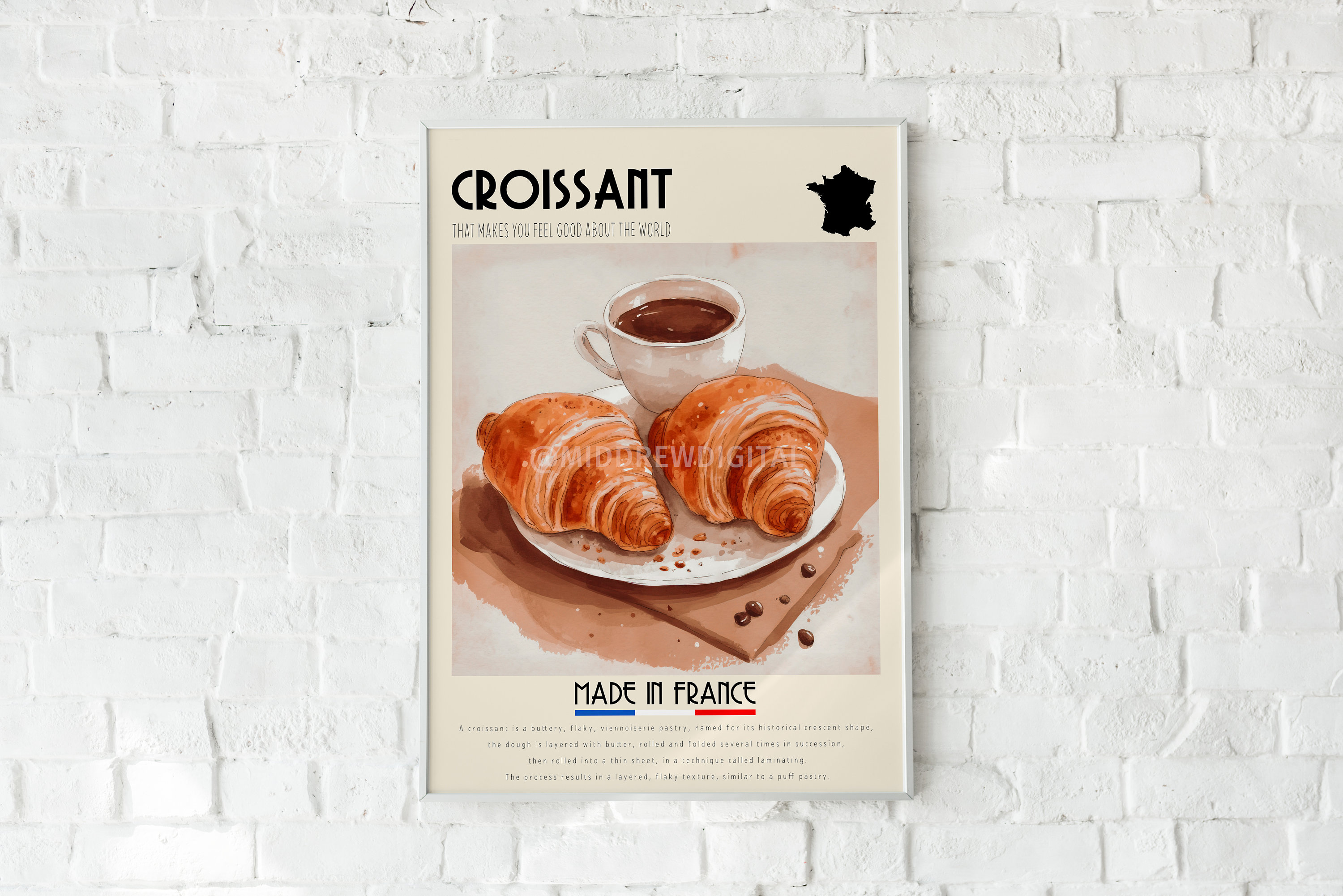 Croissant Poster French Food Poster Cafe Print Retro - Etsy Australia