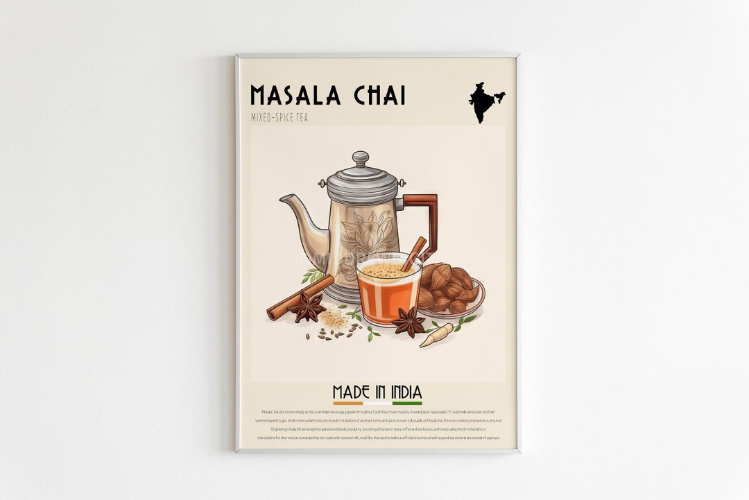 Masala Chai Poster, Indian Tea Print, Kitchen Wall Art, Cafe Print ...