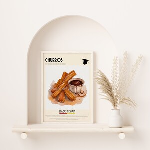 Churros Poster, Spain Food Print, Modern Kitchen Wall Art, Churros Rice ...