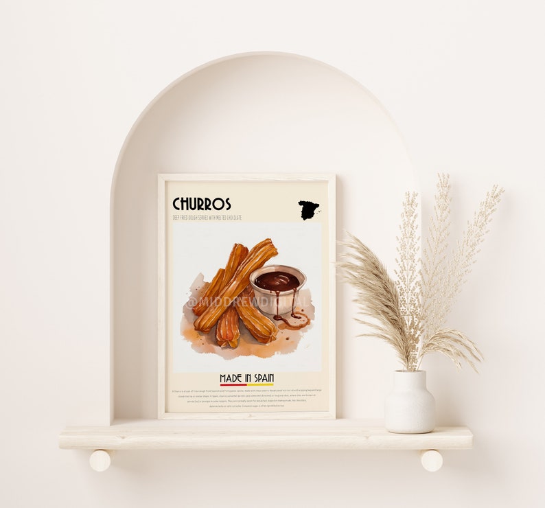 Churros Poster, Spain Food Print, Modern Kitchen Wall Art, Churros Rice ...