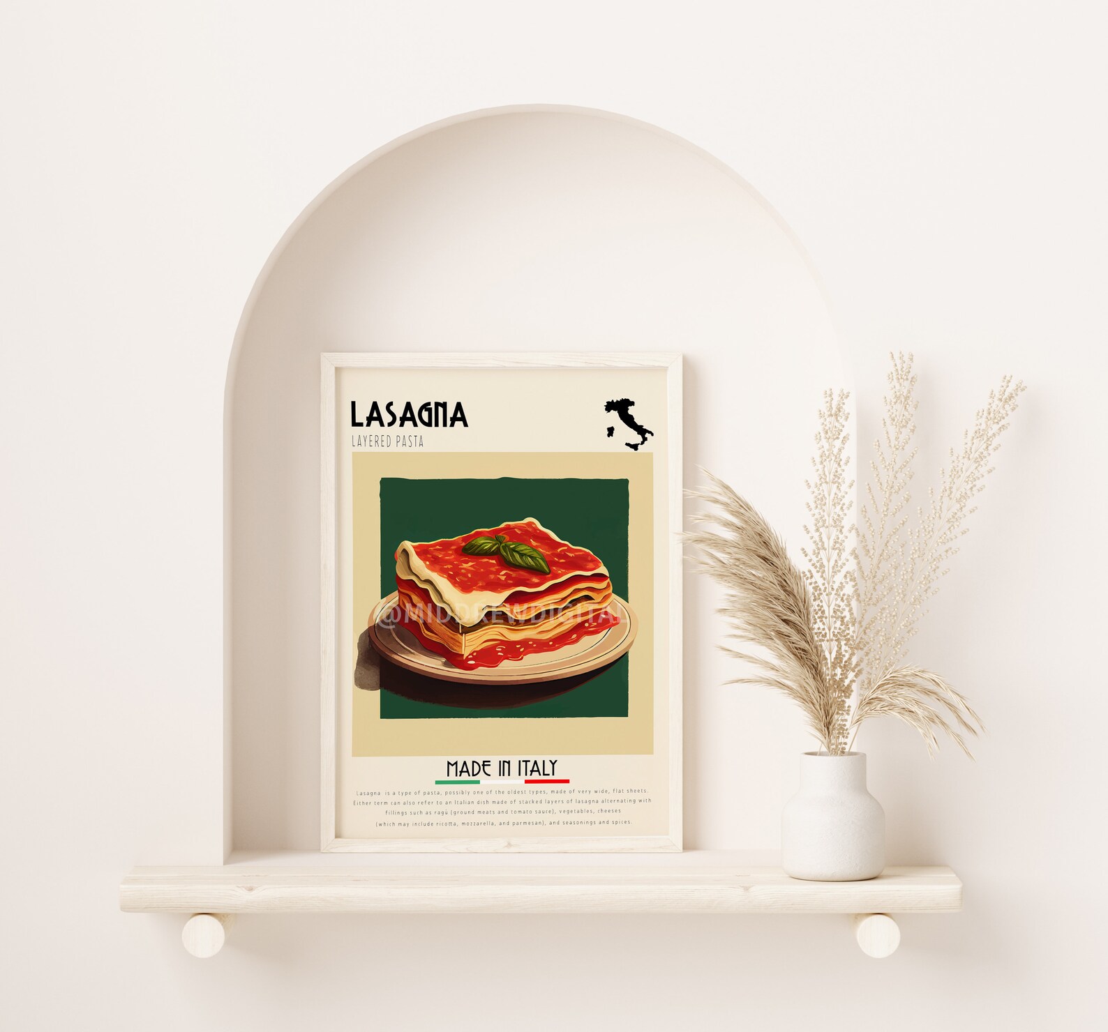 Lasagna Poster Italian Food Poster Cafe Print Pasta Art - Etsy